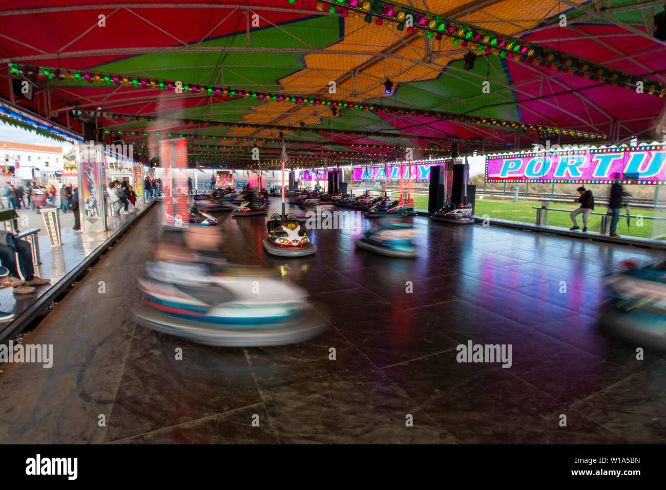 FARO, PORTUGAL - OCTOBER 2018: Fun fair event Santa Iria with games ...