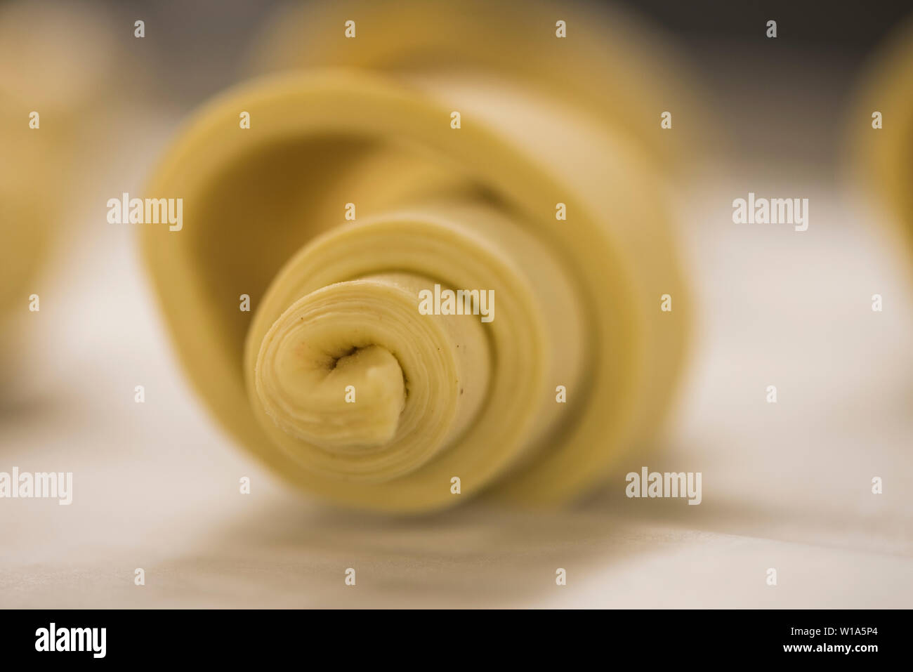 close up of proofing croissant showing the lamination and shape Stock ...