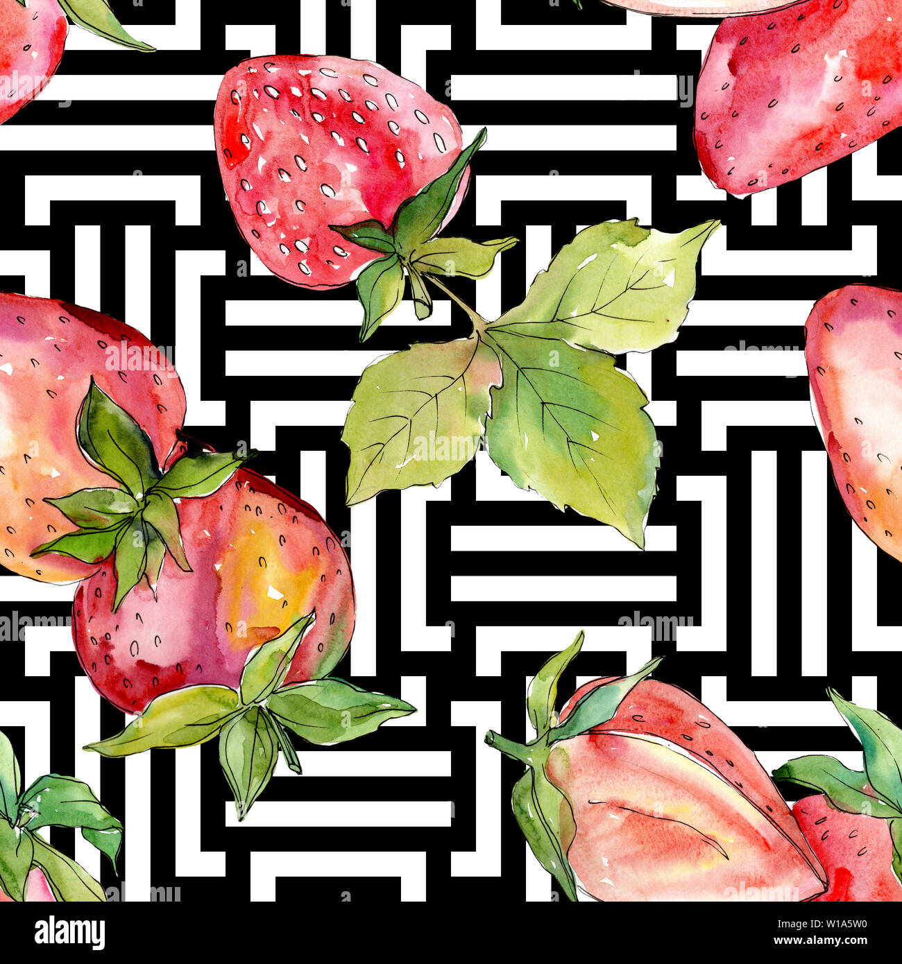 Strawberry healthy food fresh berry. Watercolor background illustration ...