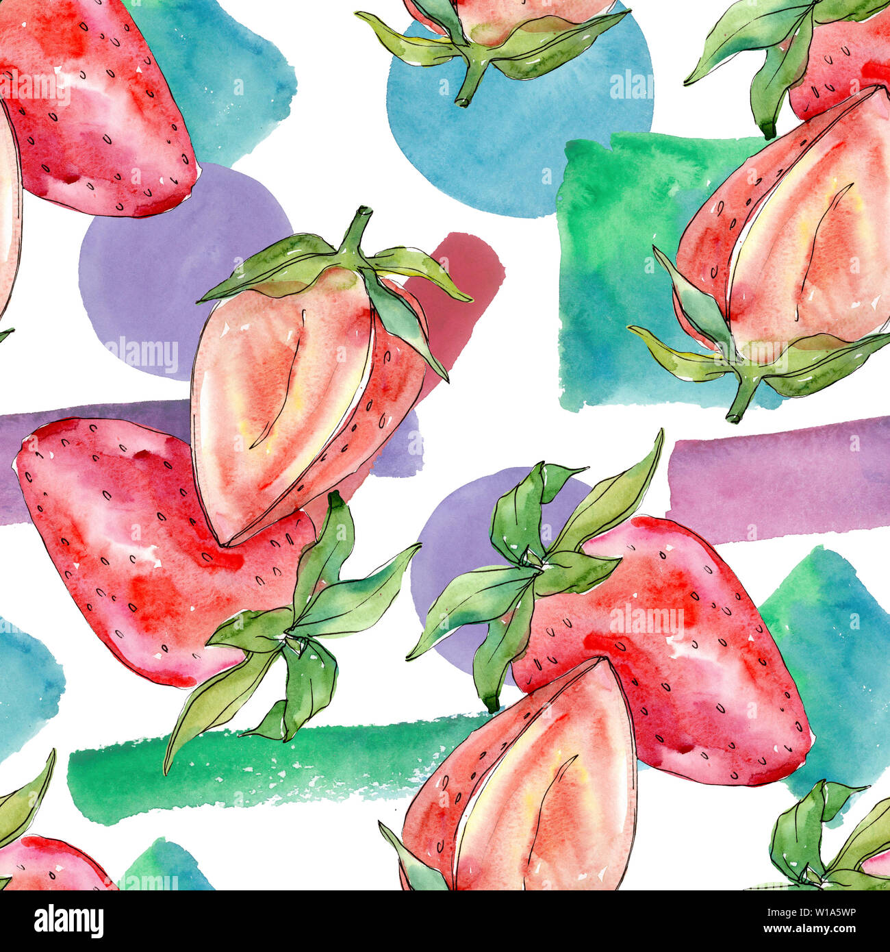 Strawberry healthy food fresh berry. Watercolor background illustration ...