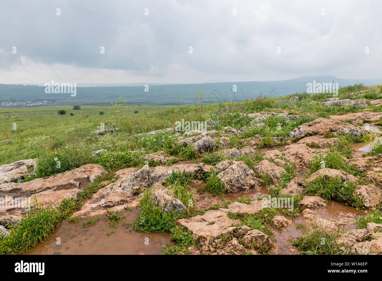 landscape of Arbel Cliff (Ancient Cave Fortress). National park. Low ...