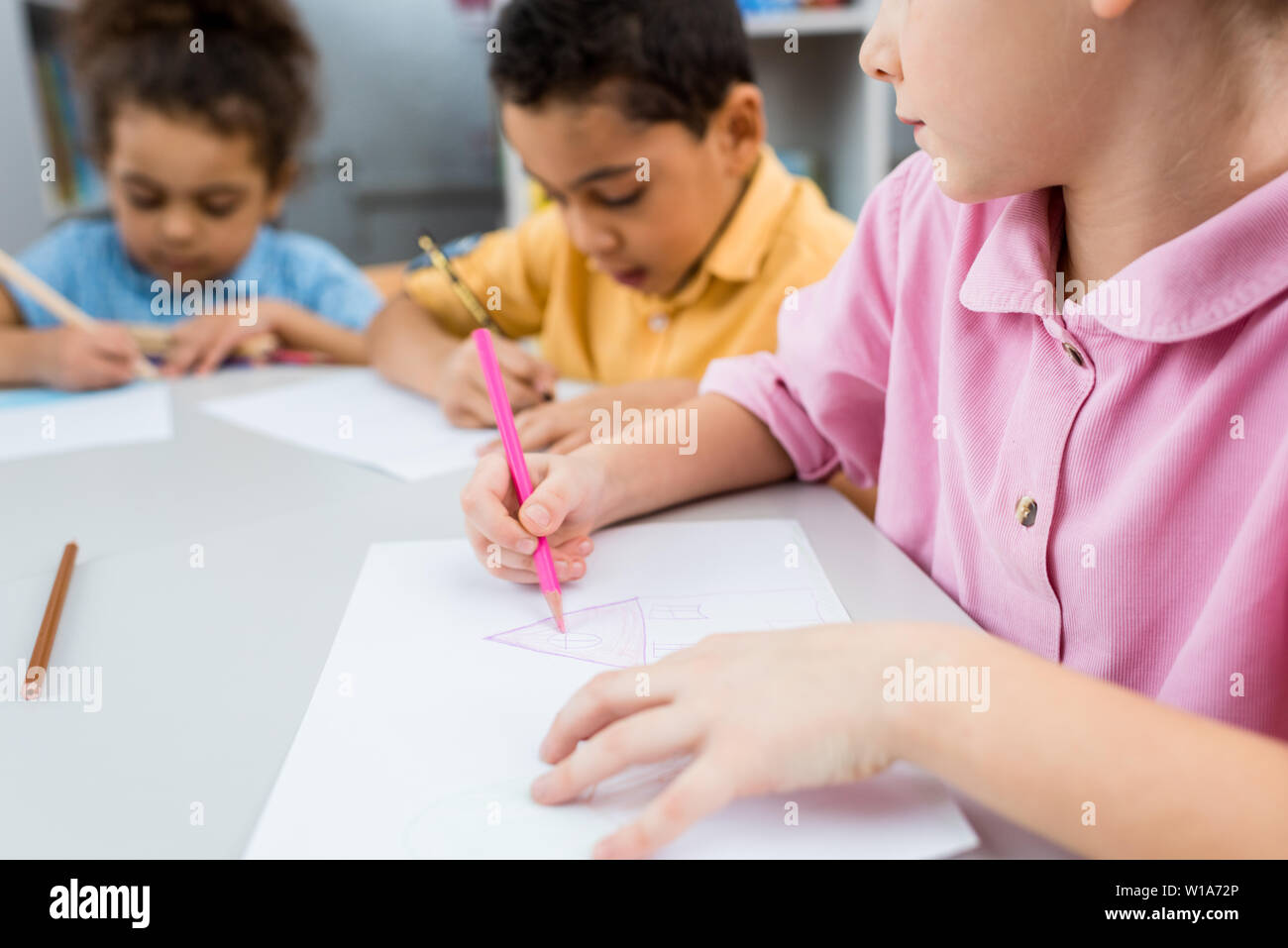 Group children drawing american hi-res stock photography and images - Alamy