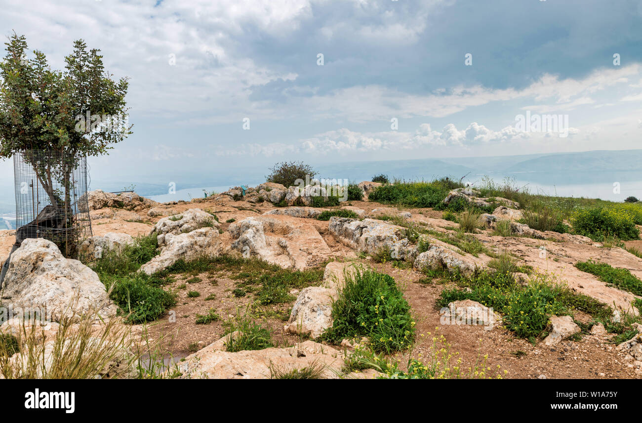 landscape of Arbel Cliff (Ancient Cave Fortress). National park. Low ...