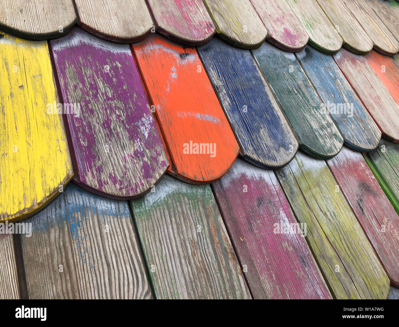 colorful roof tiles, closeup of playground house roof Stock Photo - Alamy