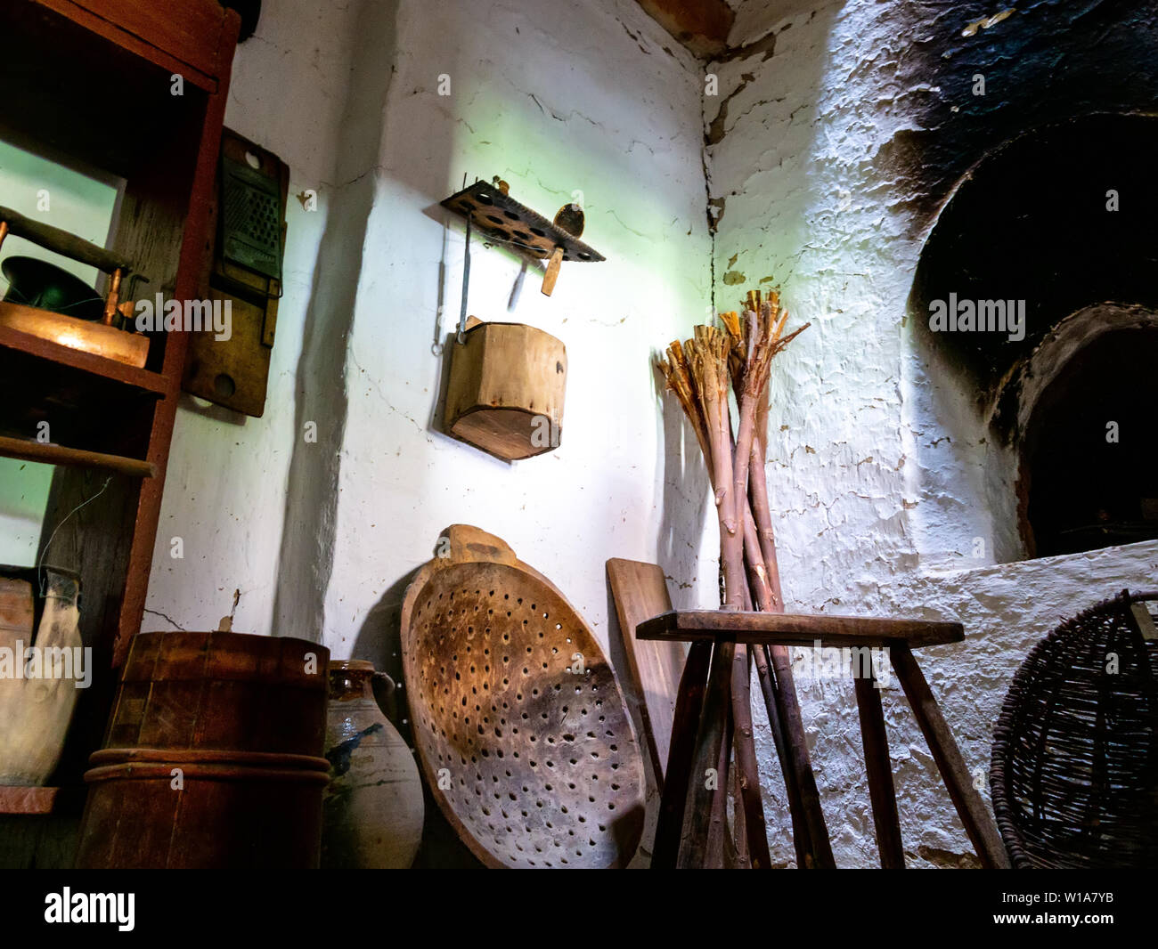 SZENTENDRE, HUNGARY - JUNE 8, 2019: View on a fireplace in a ...