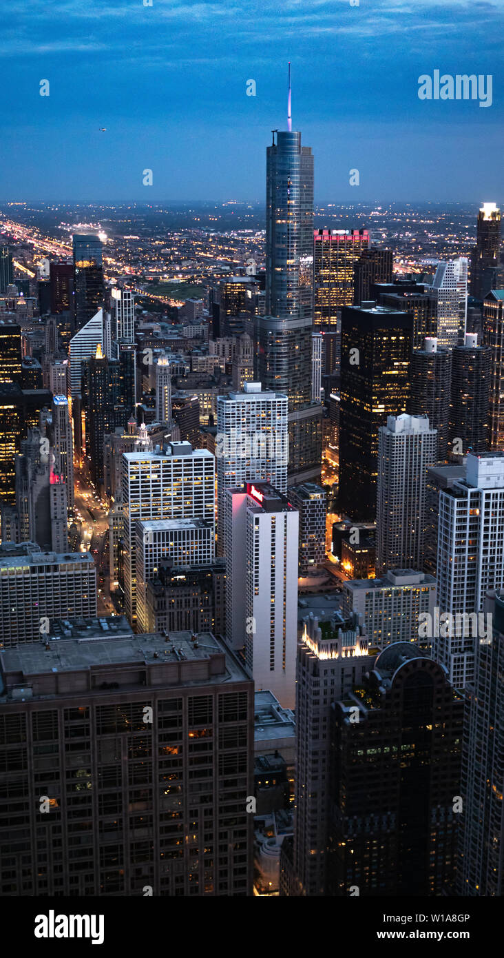 Chicago from above amazing aerial view in the evening chicago hi-res ...