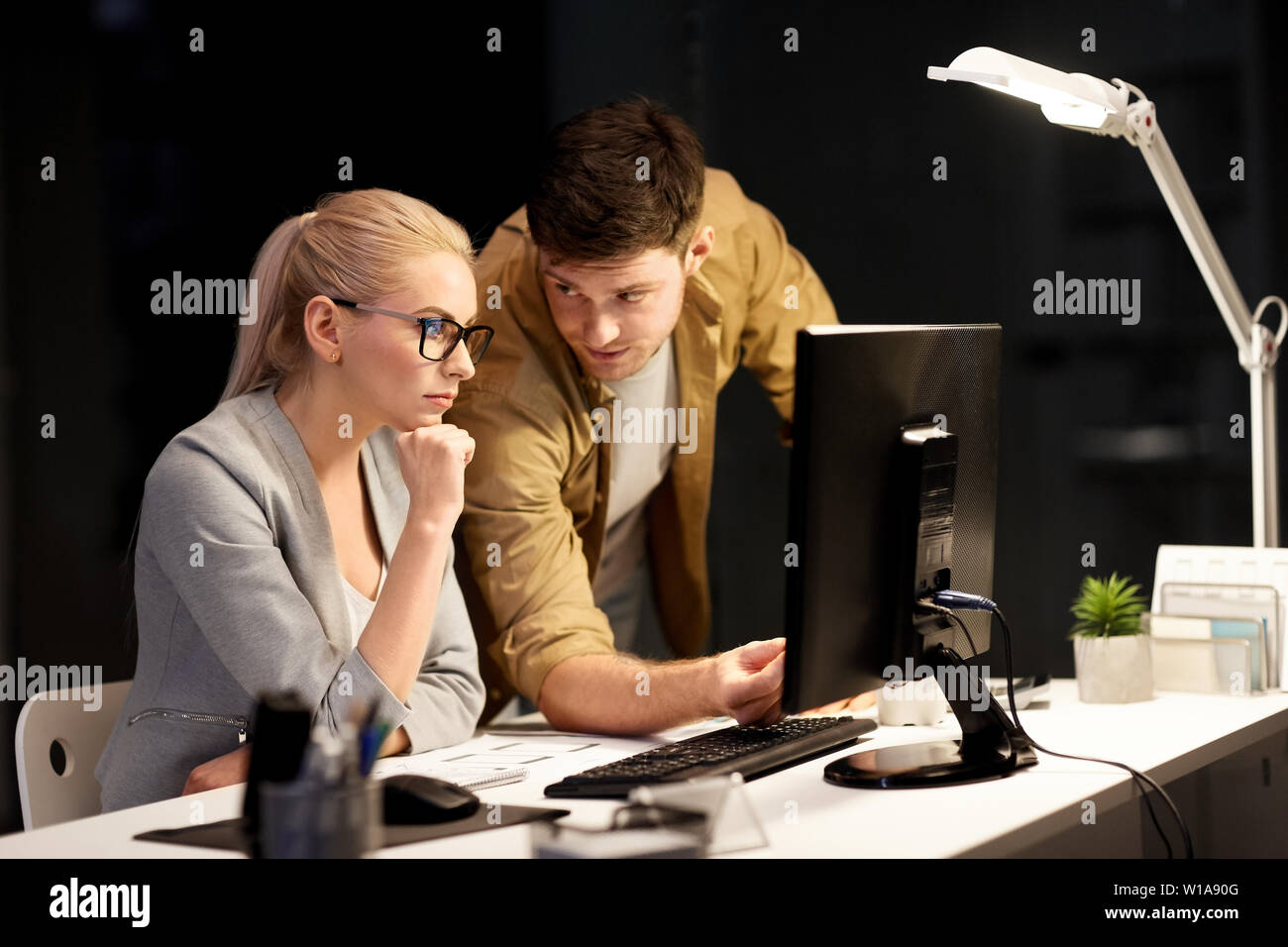 Computer night team hi-res stock photography and images - Alamy