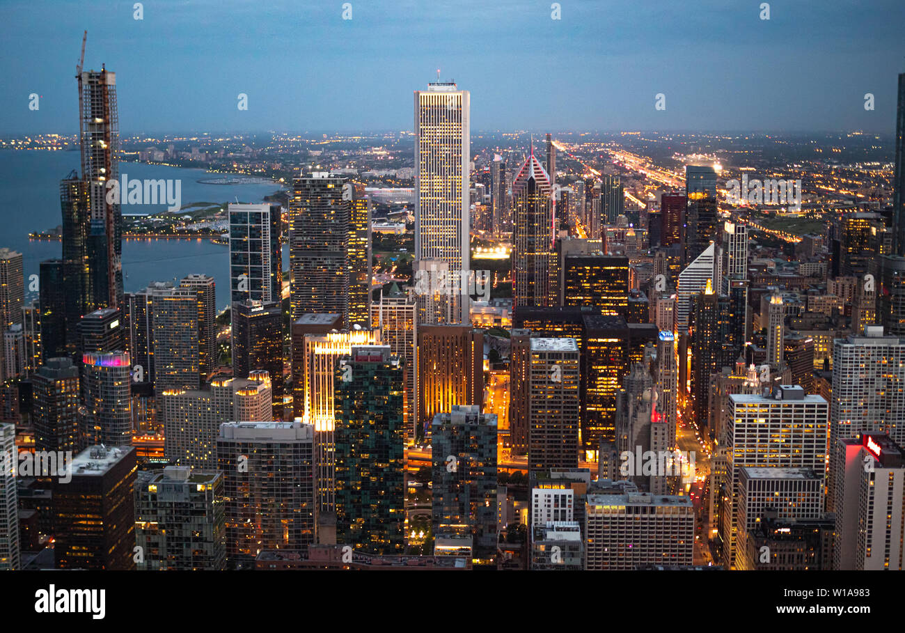 Chicago from above - amazing aerial view in the evening - street ...