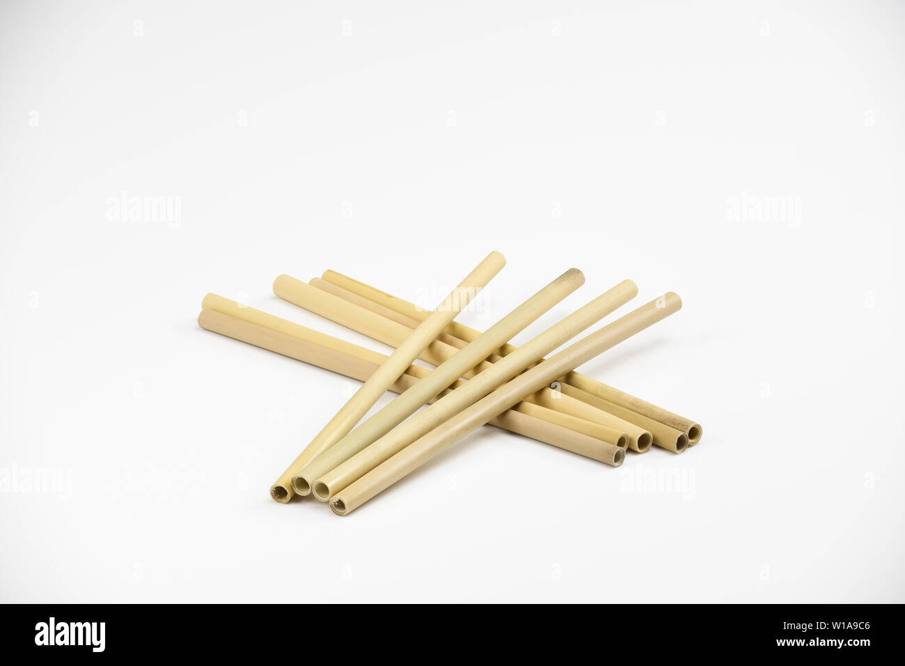 Eco-friendly Bamboo straws against white background (no to plastic ...