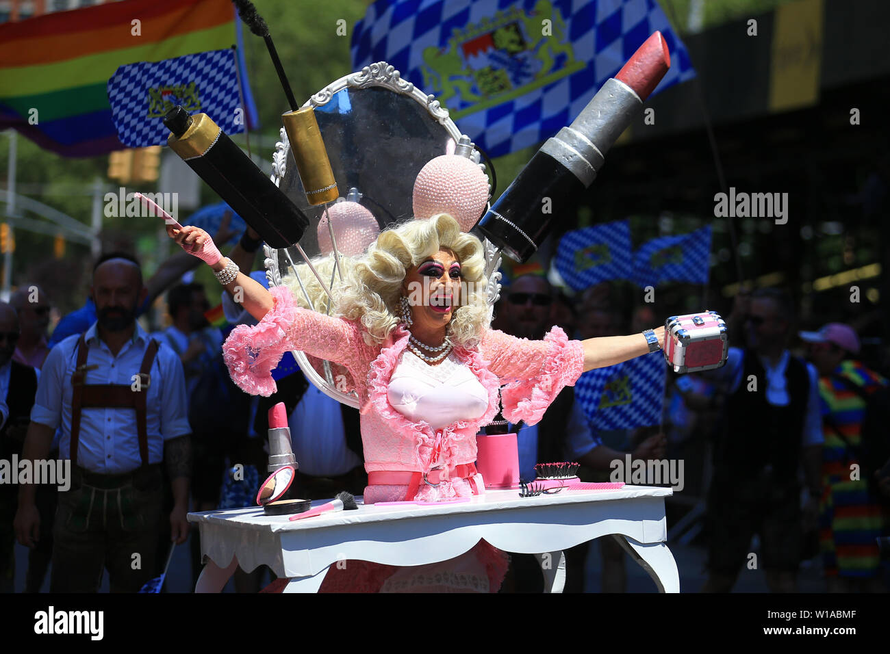 New York, N.Y/USA – 30th June 2019:A performer entertains crowds during ...