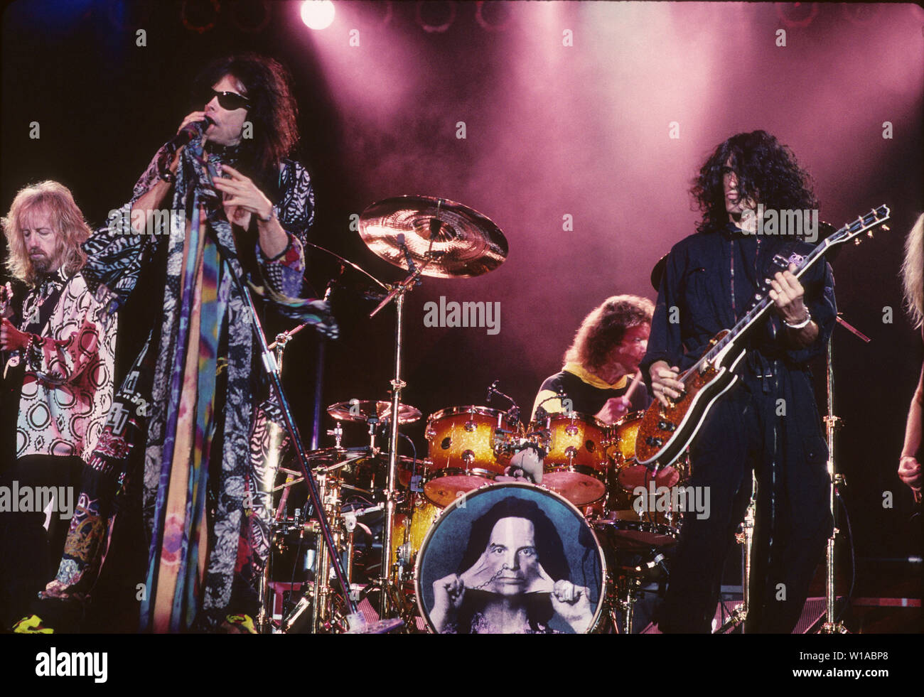 AEROSMITH US rock group with Brad Whitford,Steven Tyler, Joey Kramer ...