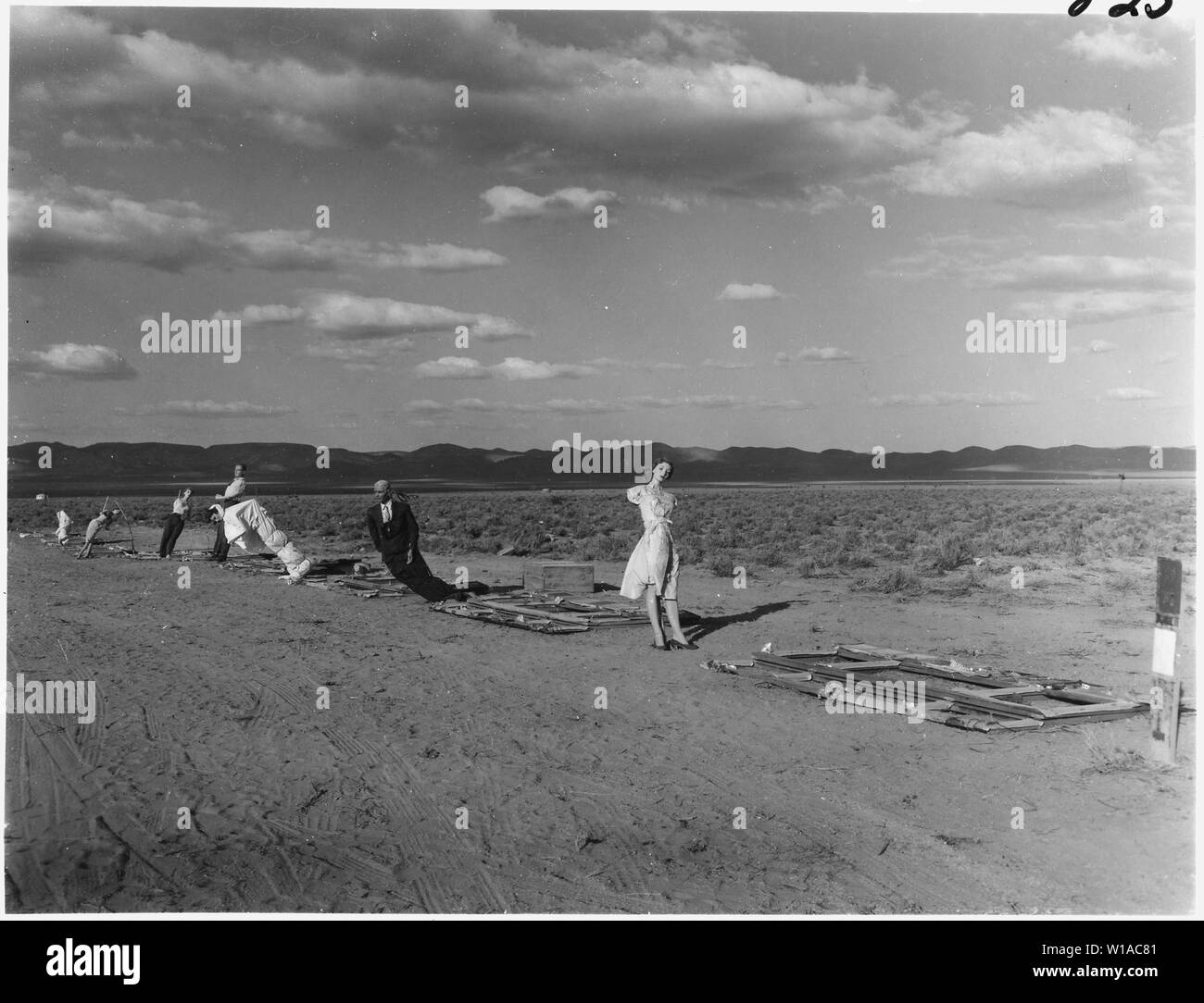 [Operation Cue] - Line of manikins at 7,000 feet, part of thermal ...