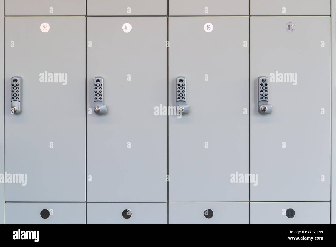 White change room lockers with electronic access control in a public ...