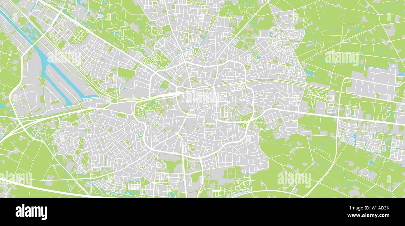 Urban vector city map of Enschede, The Netherlands Stock Vector Image ...