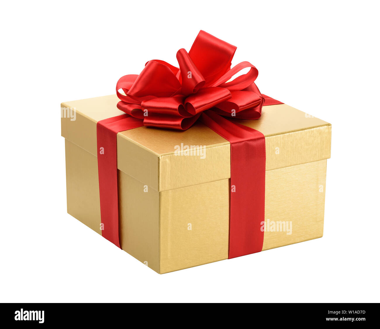 Golden gift box isolated on a white background Stock Photo - Alamy