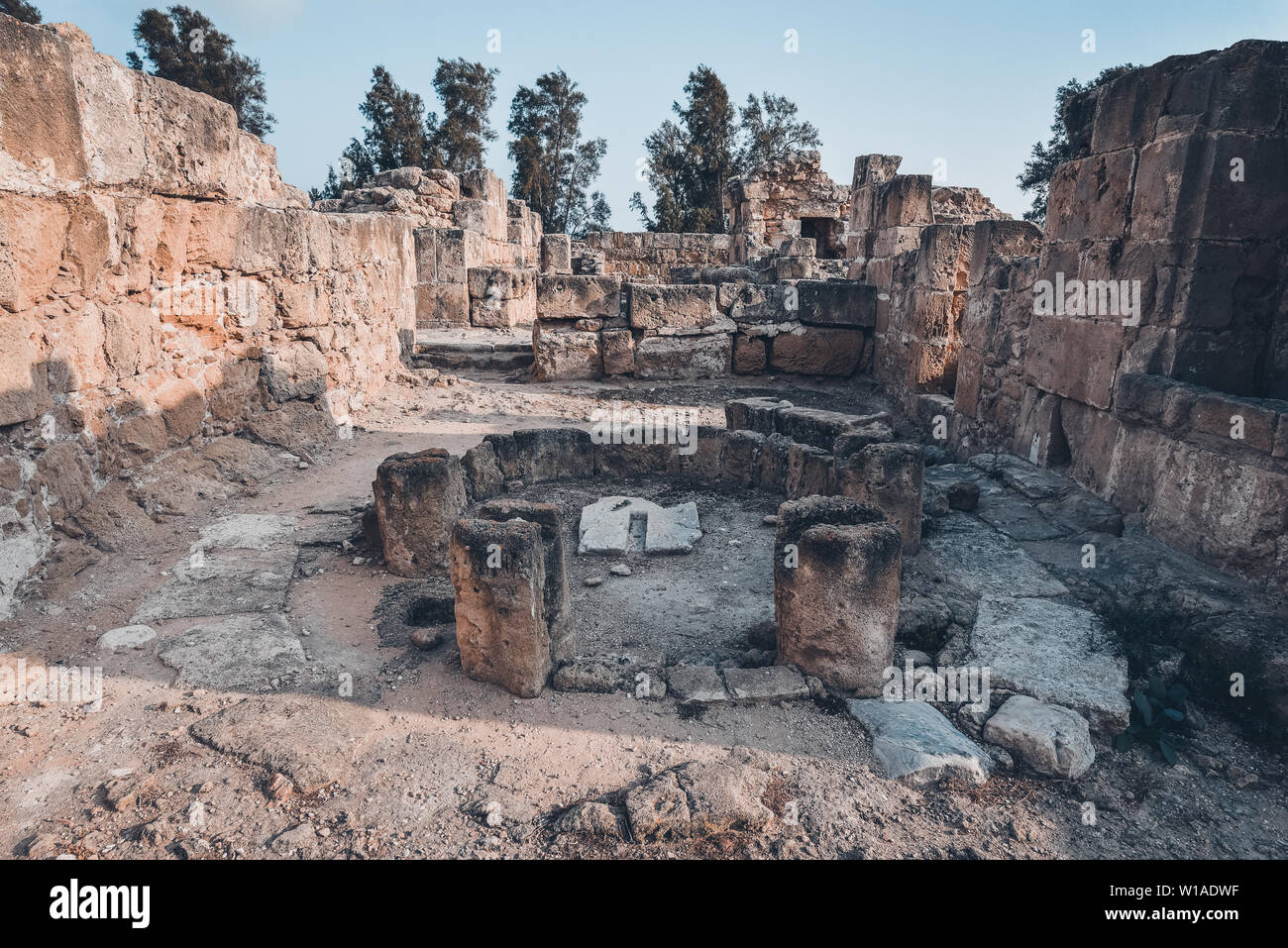 Ruins of the ancient Greek and Roman city of Paphos. Famous, archeology ...