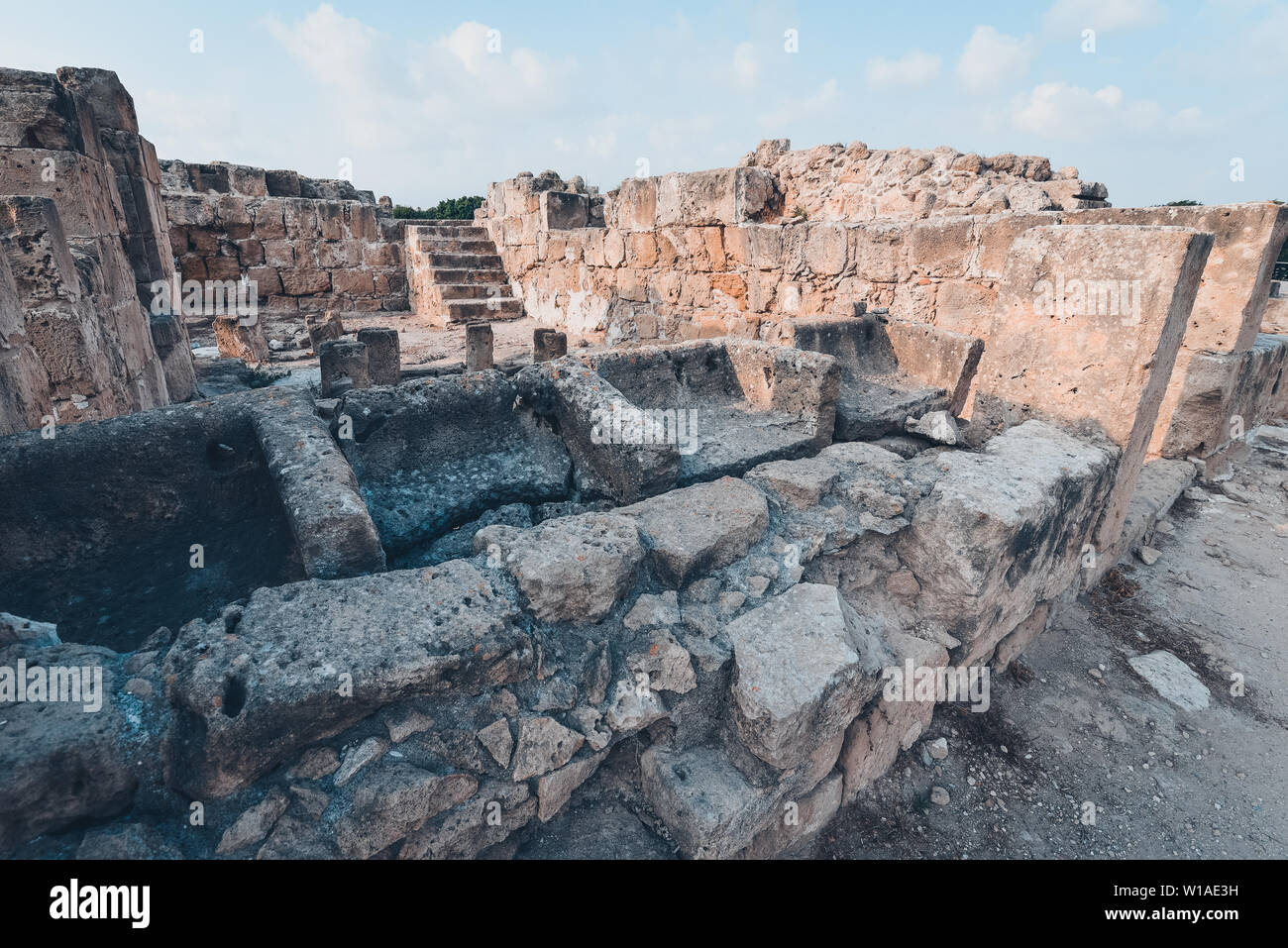 Ruins of the ancient Greek and Roman city of Paphos. Famous, archeology ...