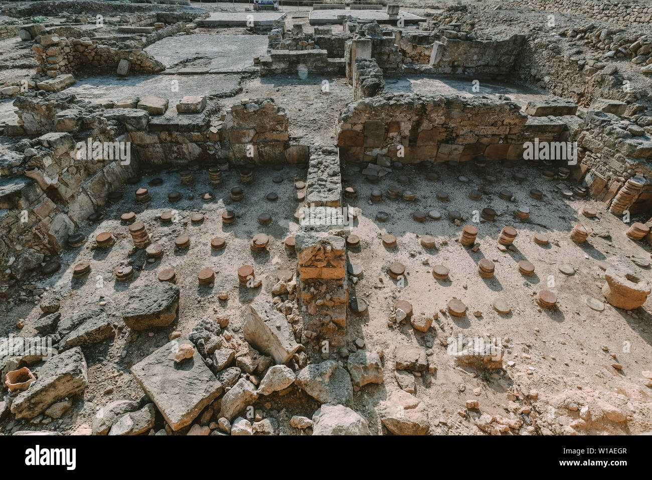 Ruins of the ancient Greek and Roman city of Paphos. Famous, archeology ...