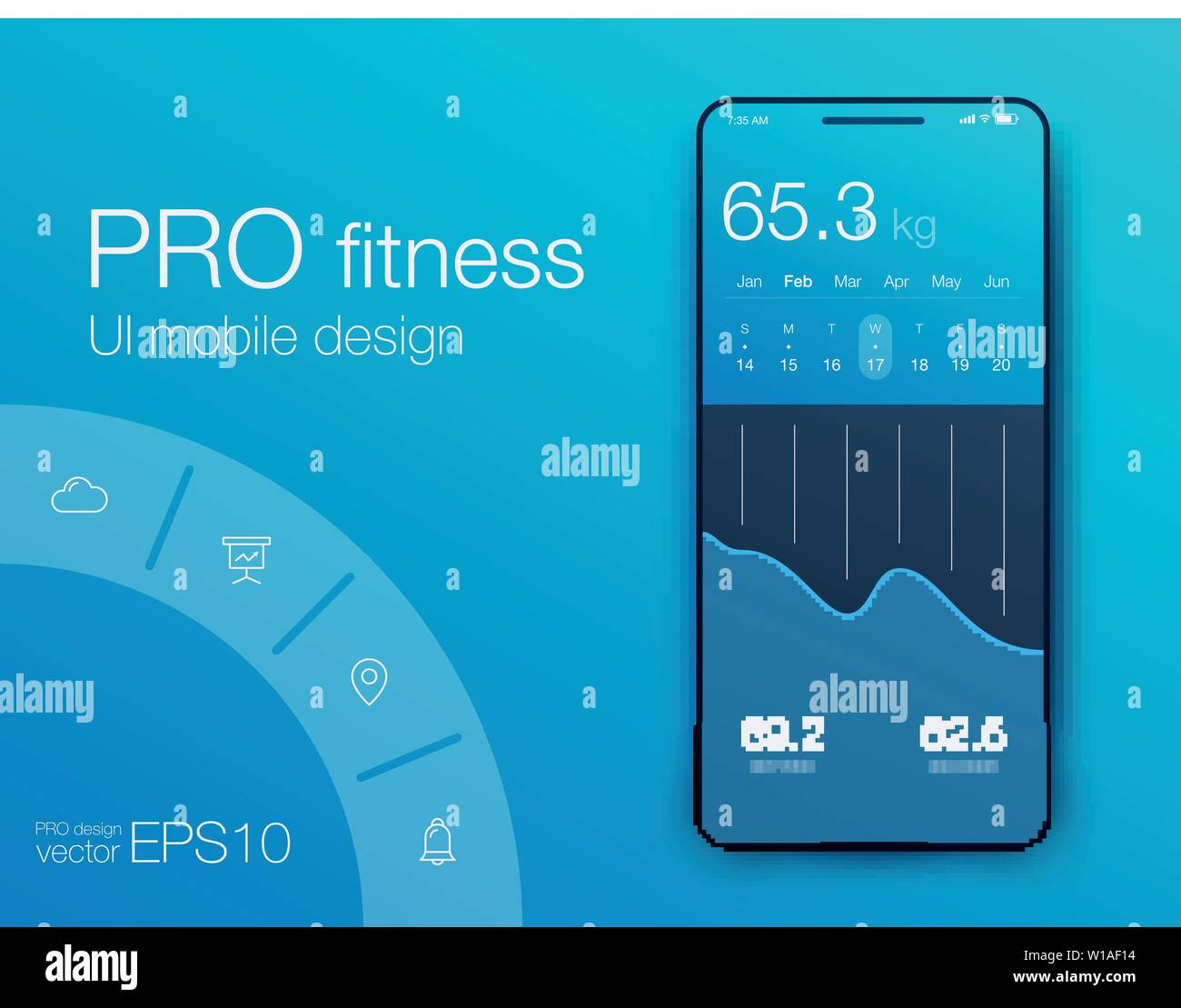 Fitness app. Ui ux design. UI design concept with web elements Stock ...