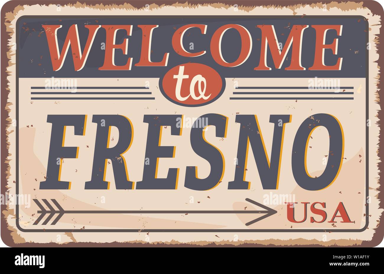 Welcome to Fresno vintage rusty metal sign on a white background ...