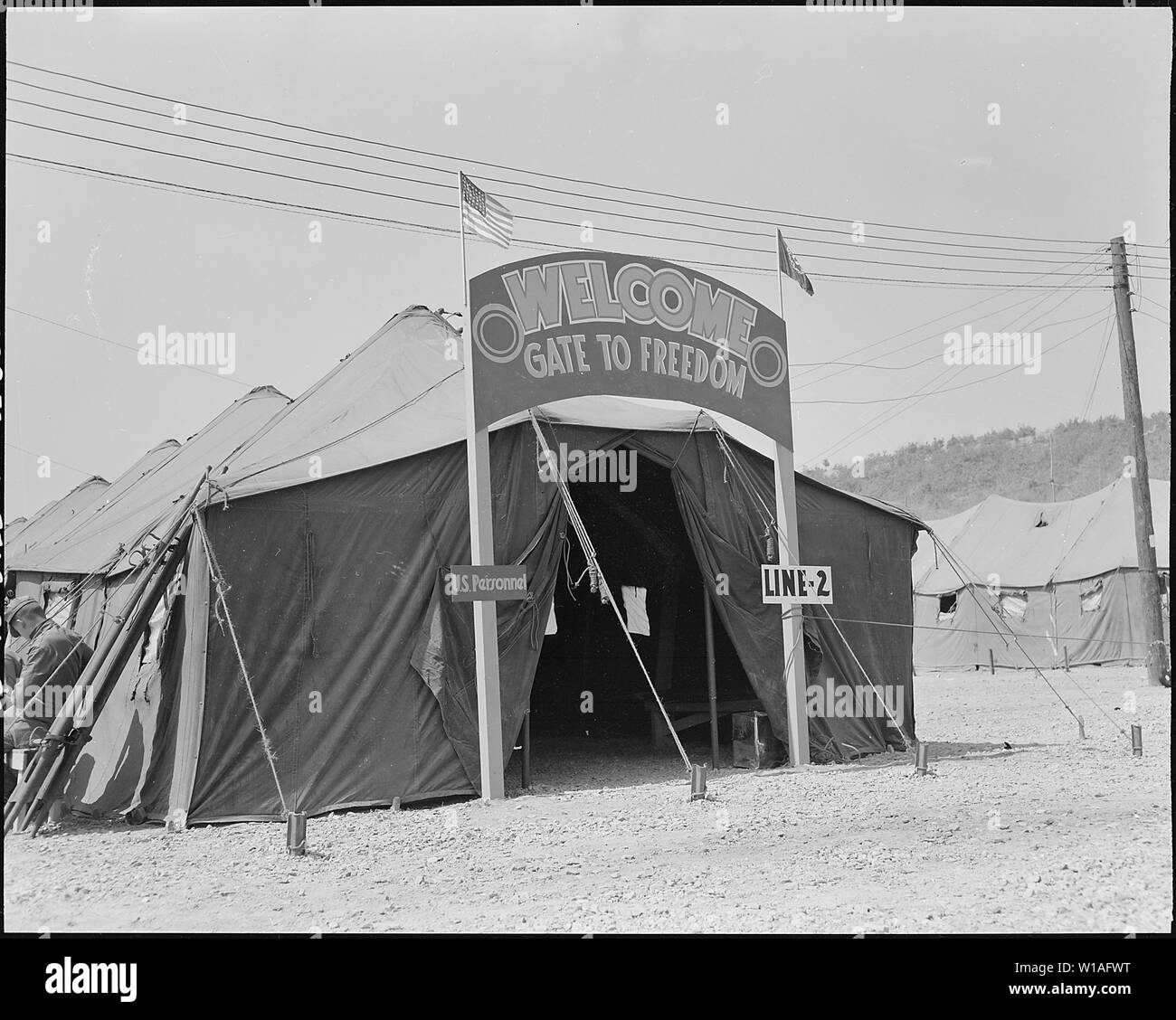 A view of a Freedom tent at Freedom Village, Munsan-ni, Korea ...