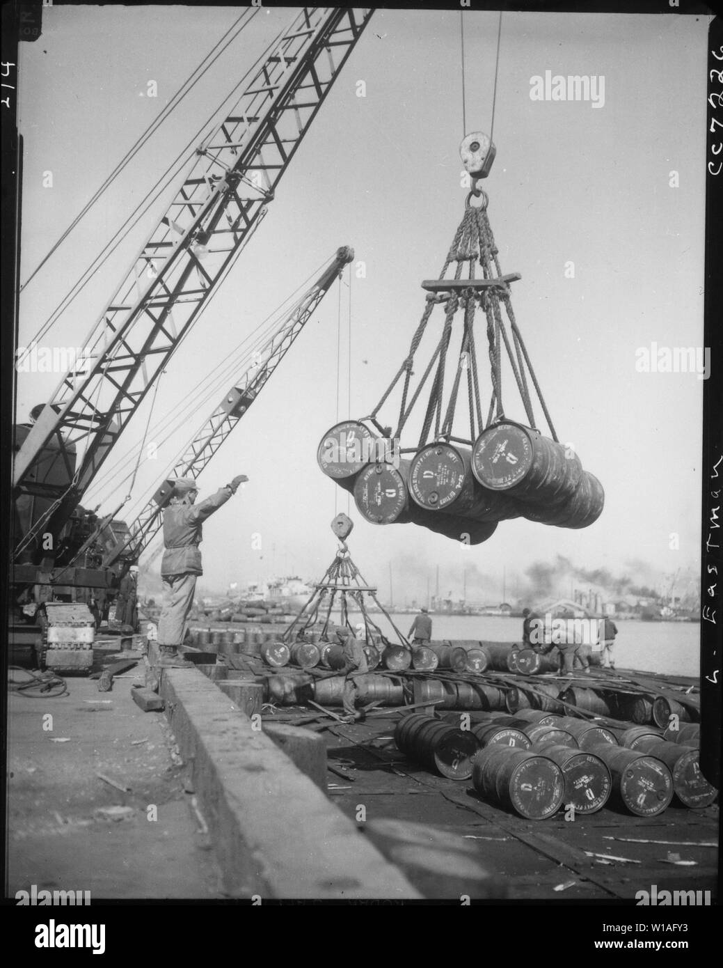 A view of the United Nations fuel dump at Inchon Harbor, Korea ...