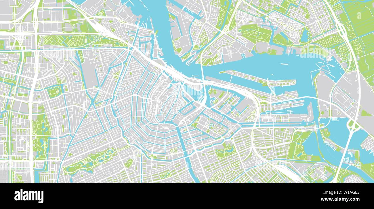 Urban vector city map of Amsterdam, The Netherlands Stock Vector Image ...