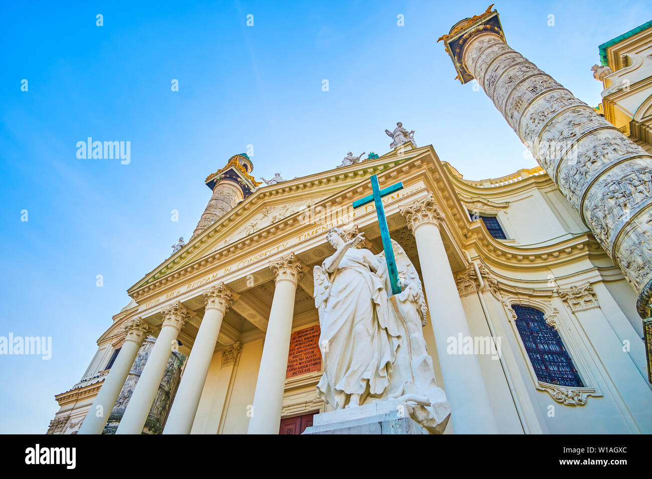 VIENNA, AUSTRIA - FEBRUARY 18, 2019: The marble statue of the white ...