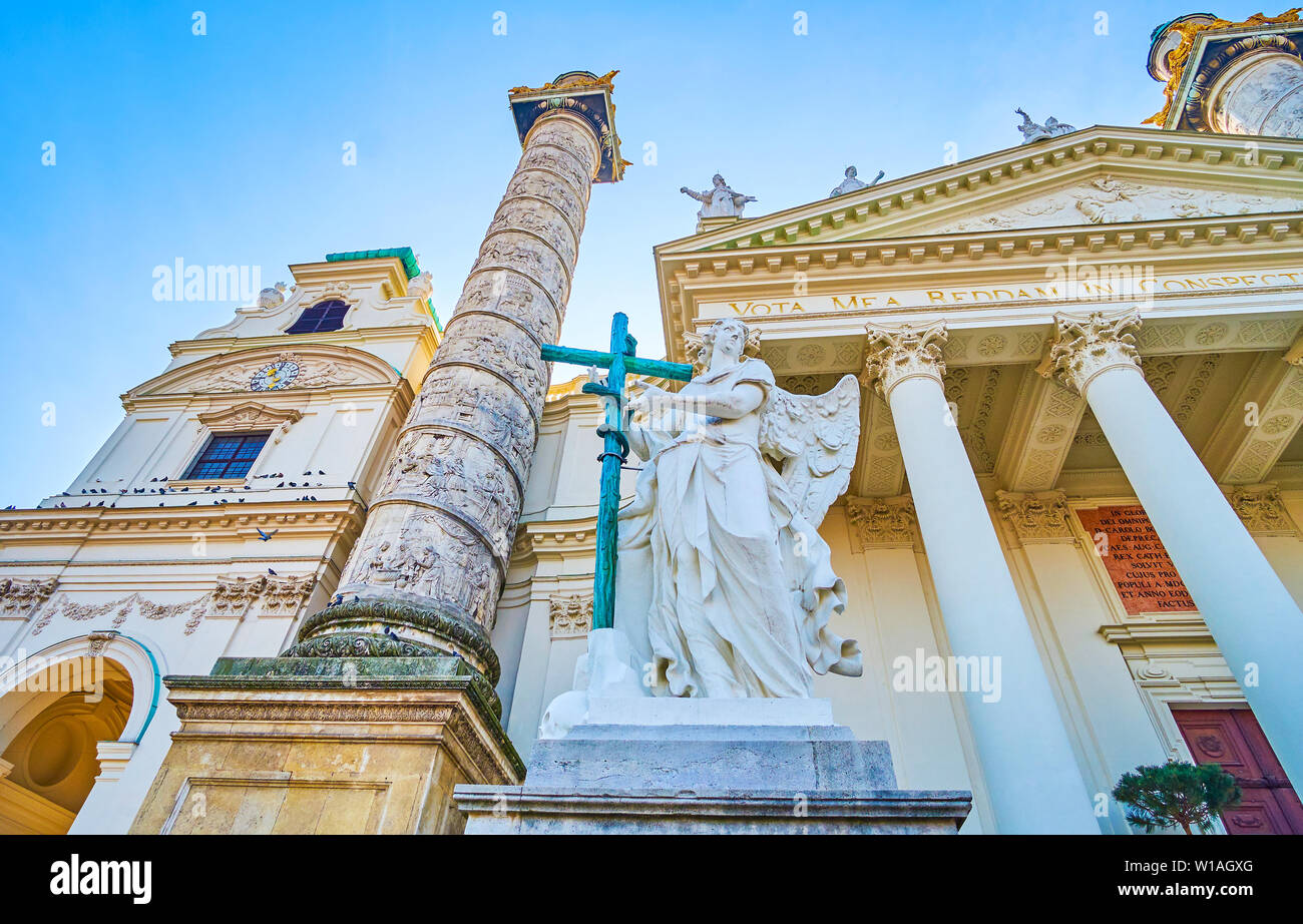 VIENNA, AUSTRIA - FEBRUARY 18, 2019: The colonnade entrance to the ...