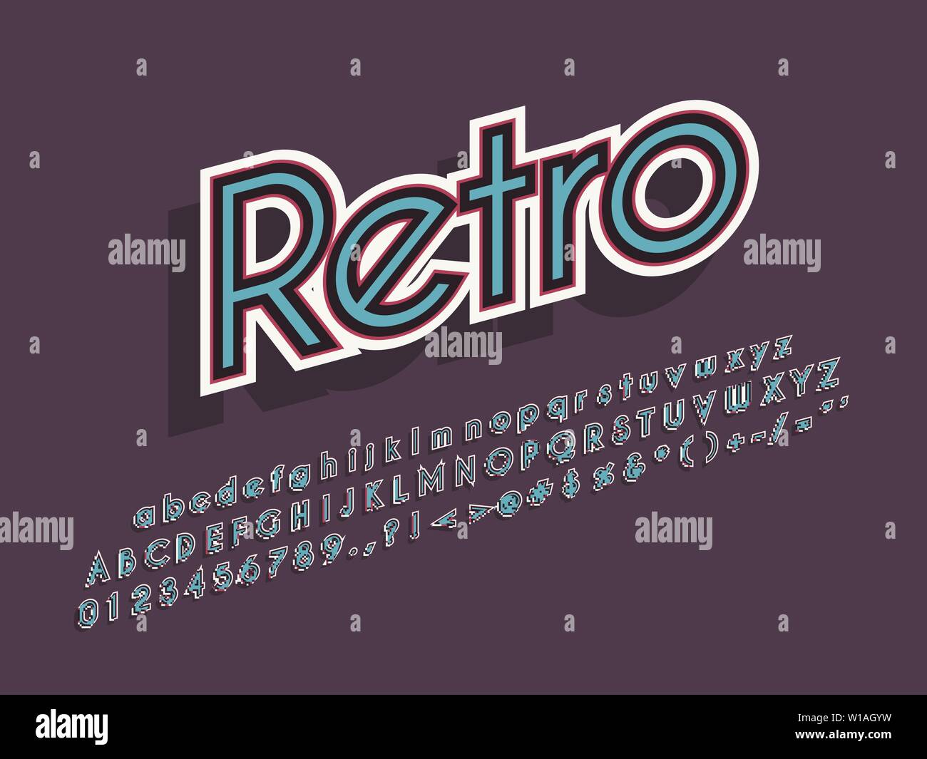 Retro font and alphabet. Stock vector illustration Stock Vector Image ...