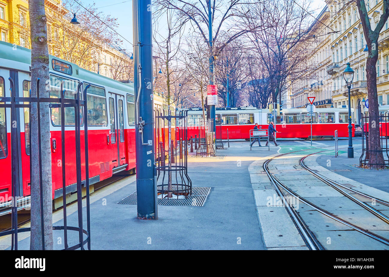 VIENNA, AUSTRIA - FEBRUARY 18, 2019: The numerous lines to different ...