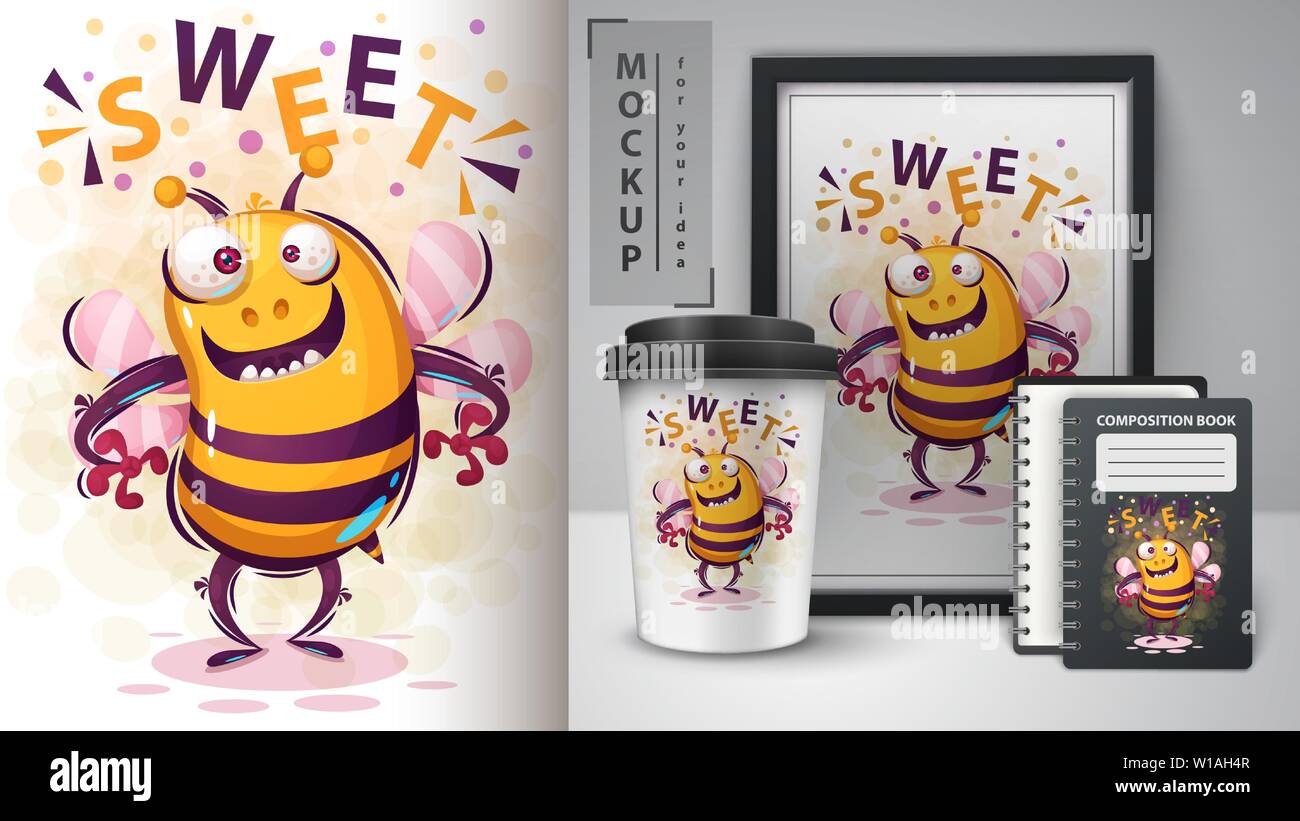 Crazy bee - mockup for your idea Stock Vector Image & Art - Alamy