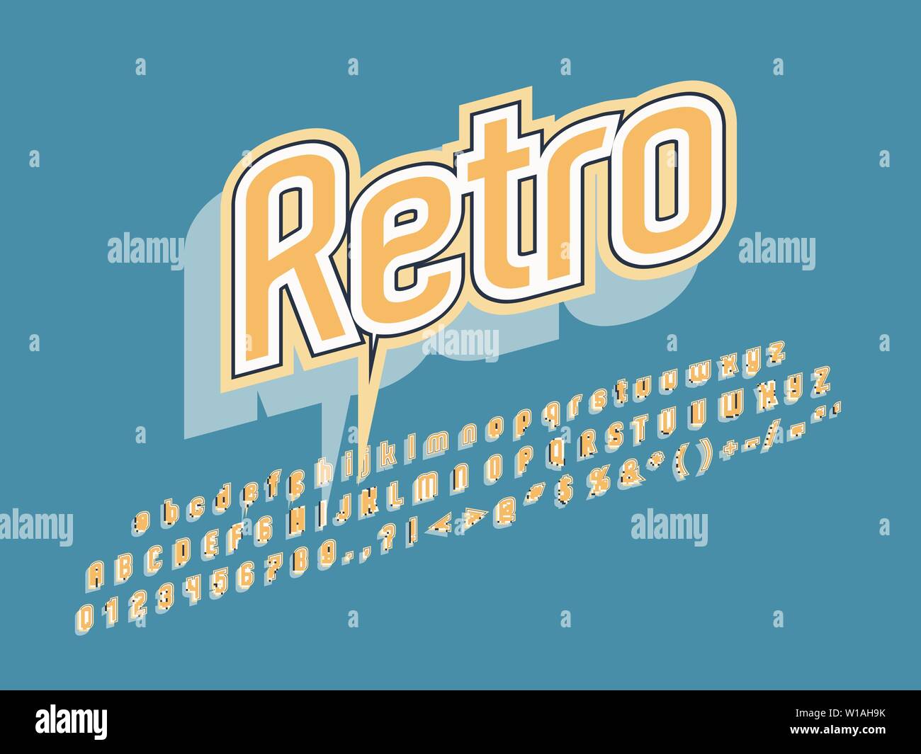 Retro font and alphabet. Stock vector illustration Stock Vector Image ...