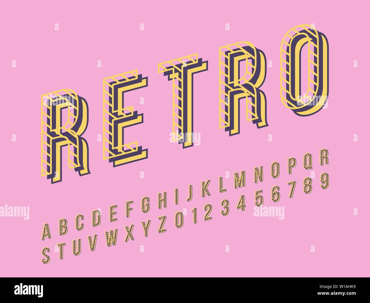 Retro font and alphabet. Stock vector illustration Stock Vector Image ...