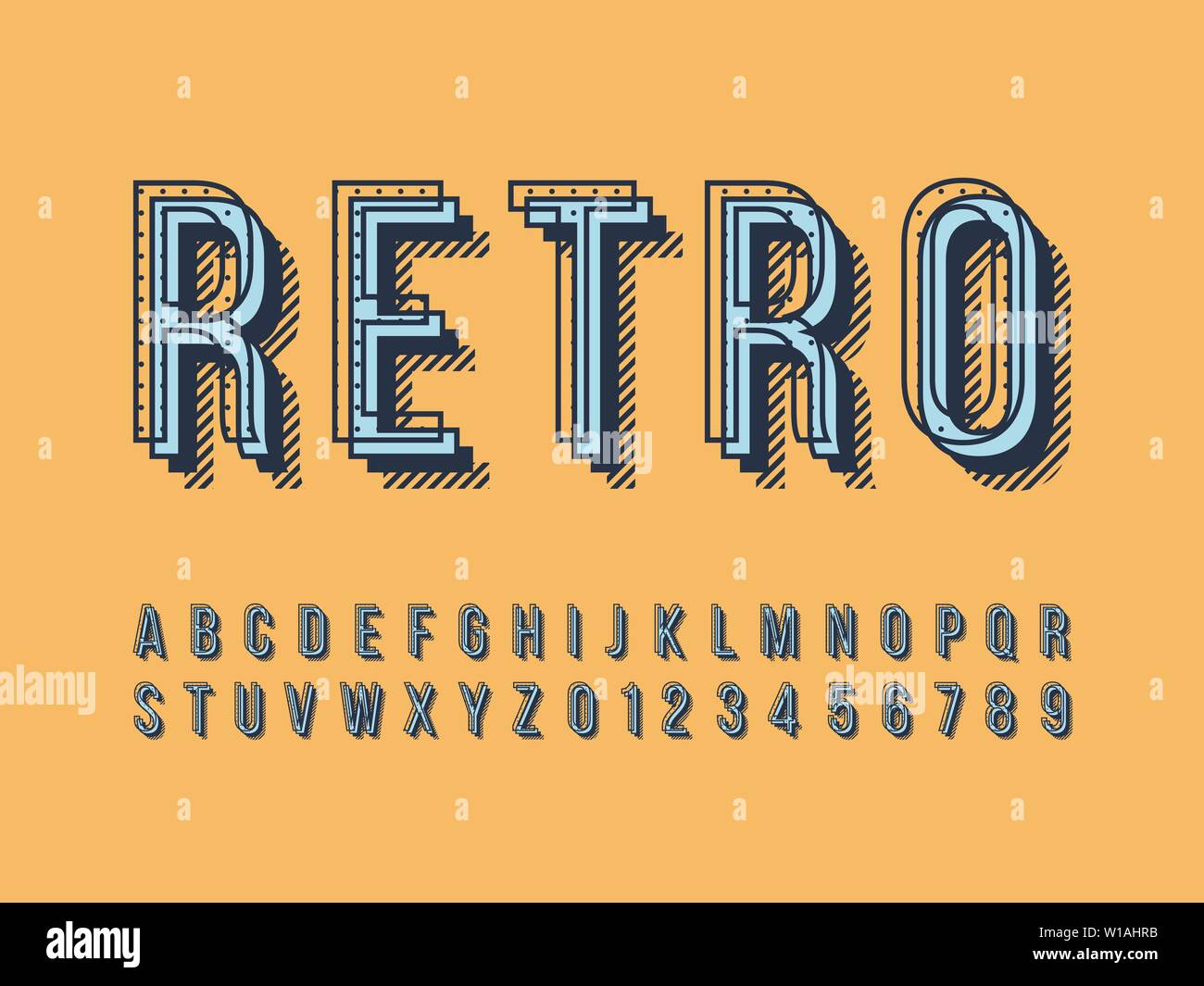 Retro font and alphabet. Stock vector illustration Stock Vector Image ...