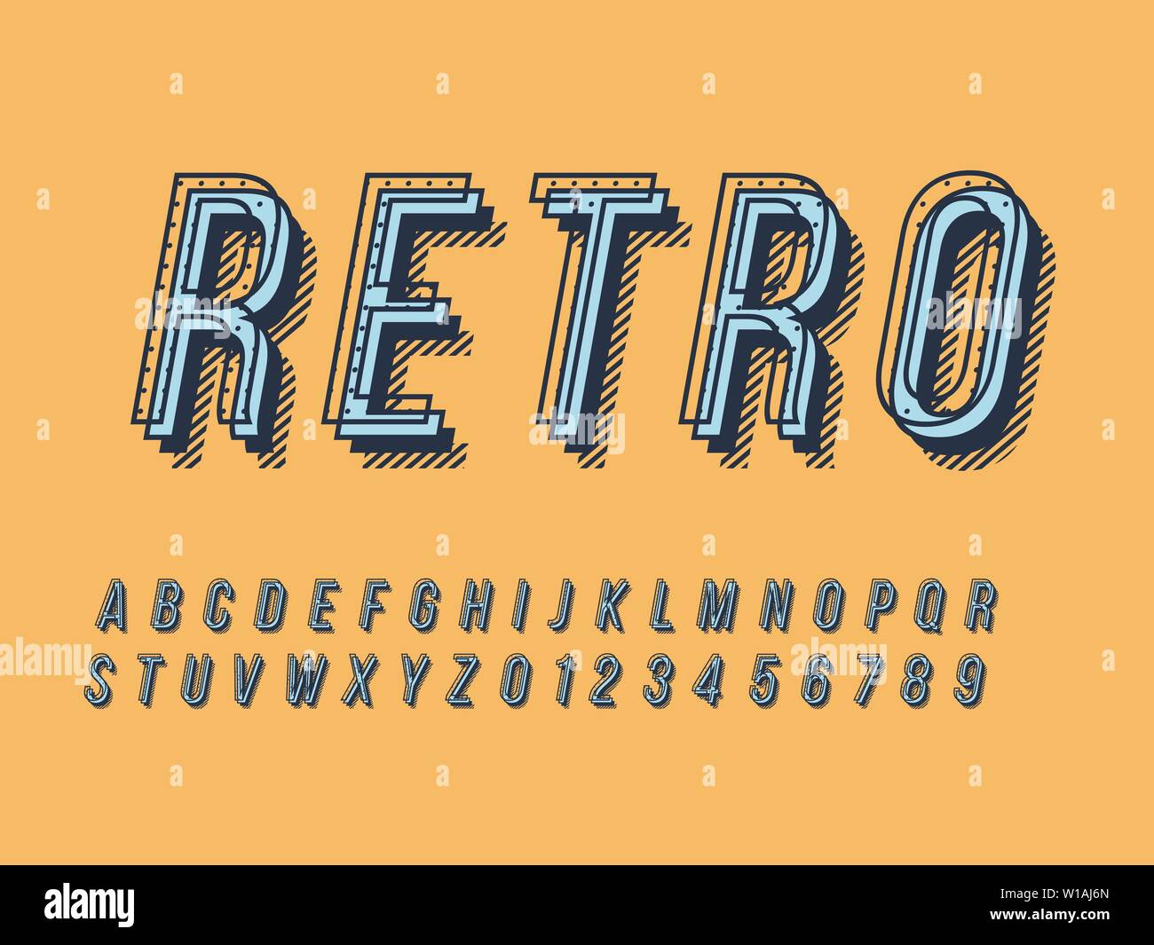 Retro font and alphabet. Stock vector illustration Stock Vector Image ...