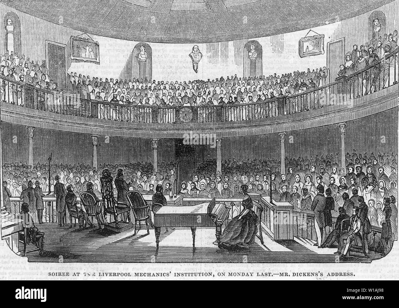 CHARLES DICKENS (1812-1870) English novelist giving a talk at the ...