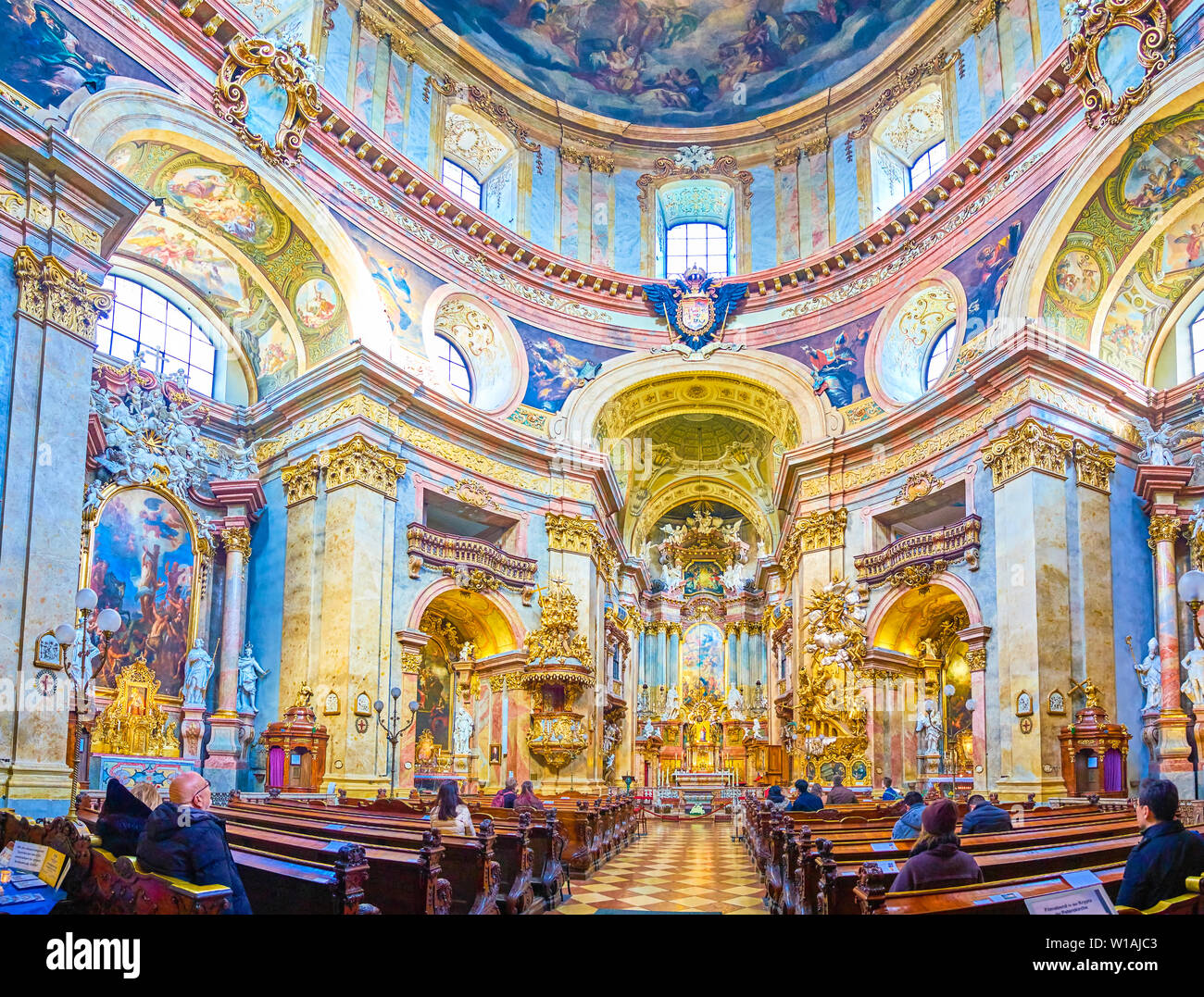 VIENNA, AUSTRIA - FEBRUARY 18, 2019: The panoramic view of beautiful ...