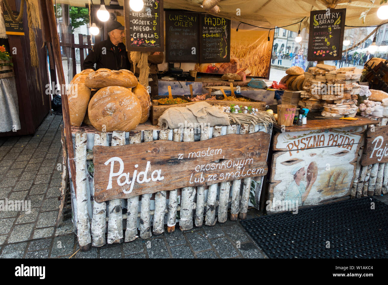 Traditional Polish Bread and Salad stall,Krakow,Poland,Europe Stock ...