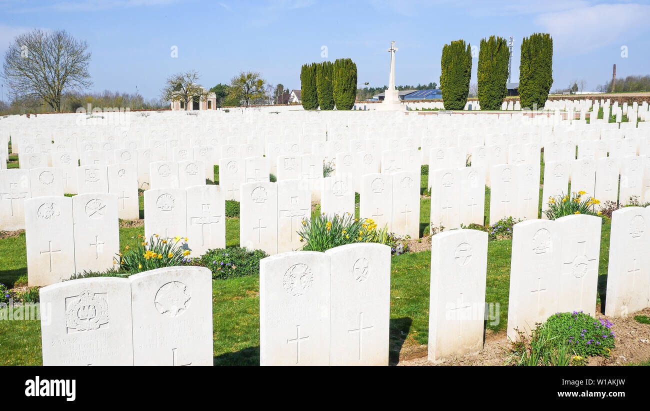 WWI British military cemetery, Abbeville, Somme, Hauts-de-France ...