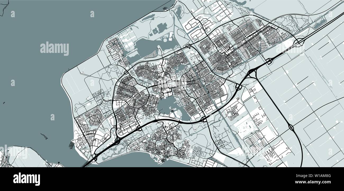 Urban vector city map of Almere, The Netherlands Stock Vector Image ...