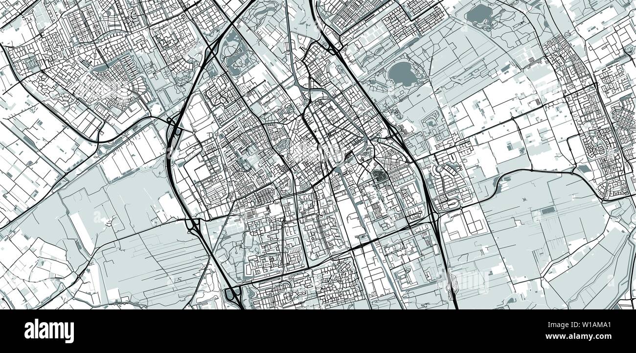 Urban vector city map of Delft, The Netherlands Stock Vector Image ...
