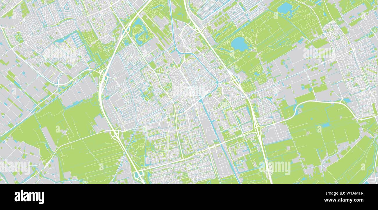 Urban vector city map of Delft, The Netherlands Stock Vector Image ...