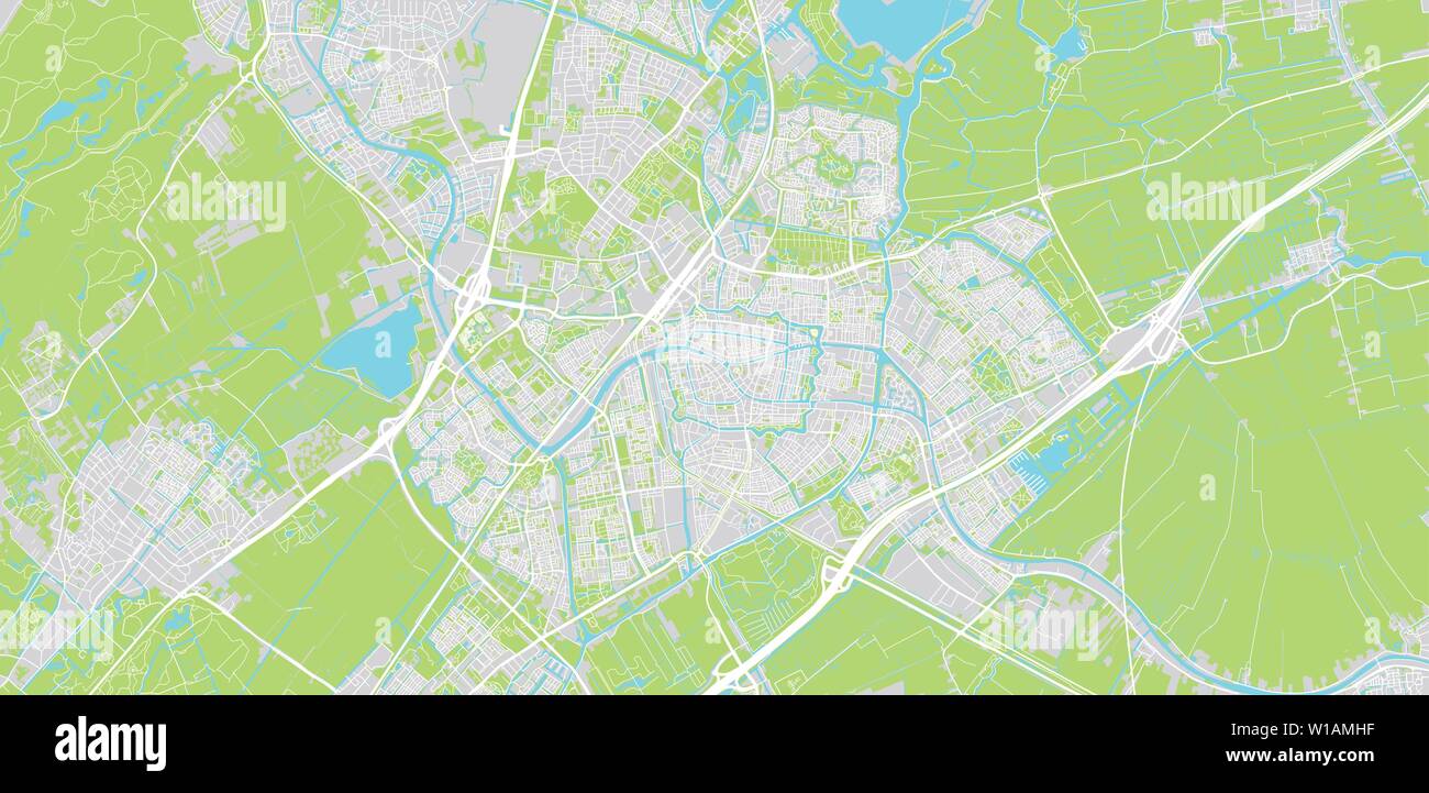 Urban vector city map of Leiden, The Netherlands Stock Vector Image ...