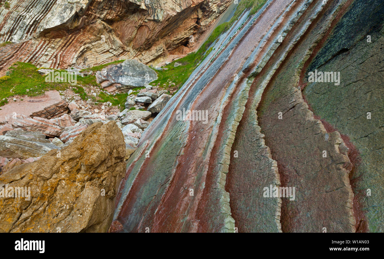 Flysch, Zumaia beach, Zumaia, Gipuzkoa, The Basque Country, The Bay of ...