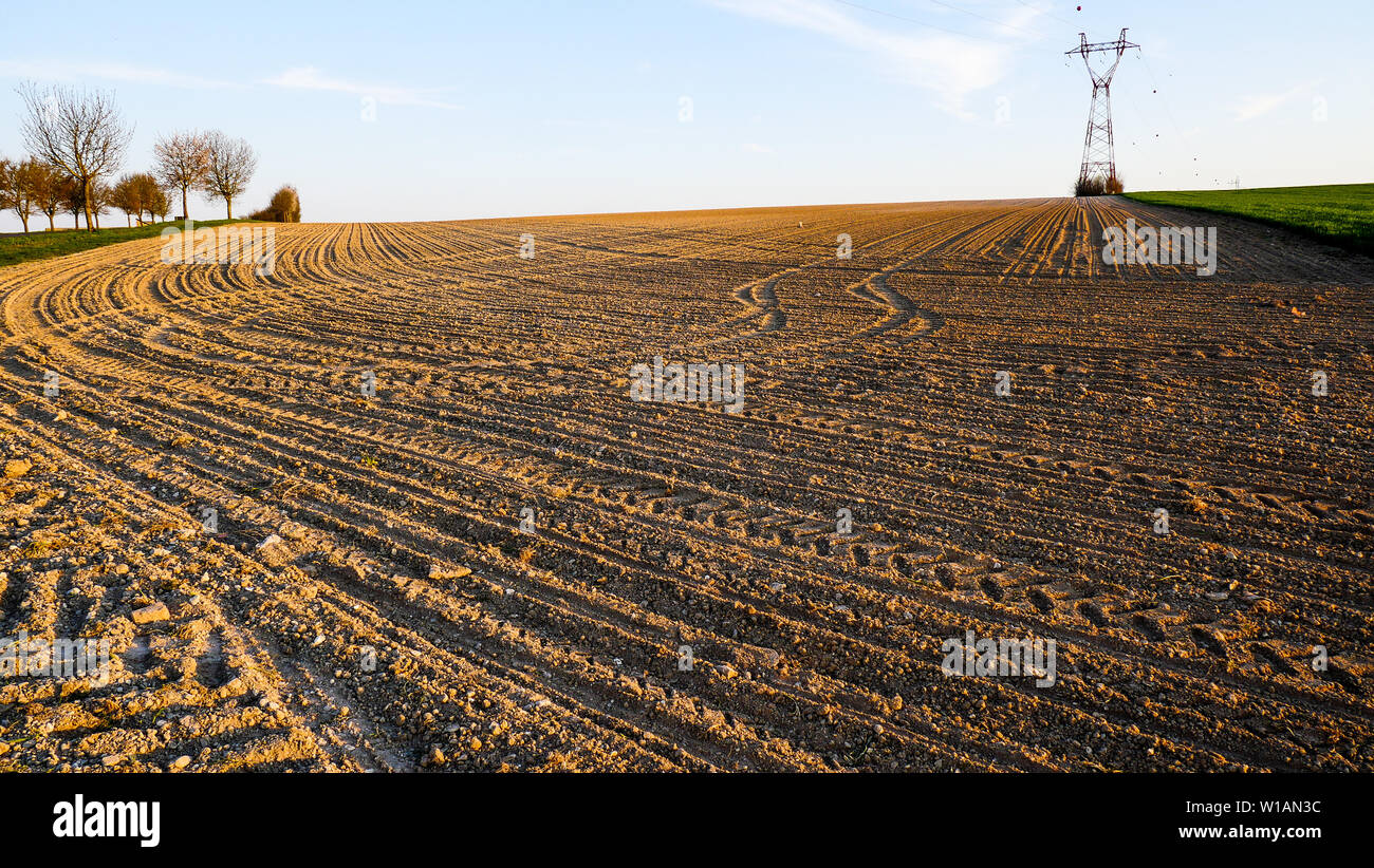 Ploughed fields in a grain-growing plain, Champagne, France Stock Photo ...