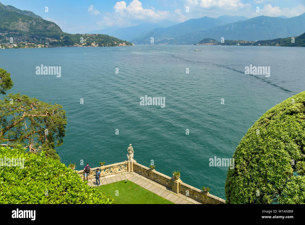 LENNO, LAKE COMO, ITALY - JUNE 2019: Wide angle view of the terrace ...