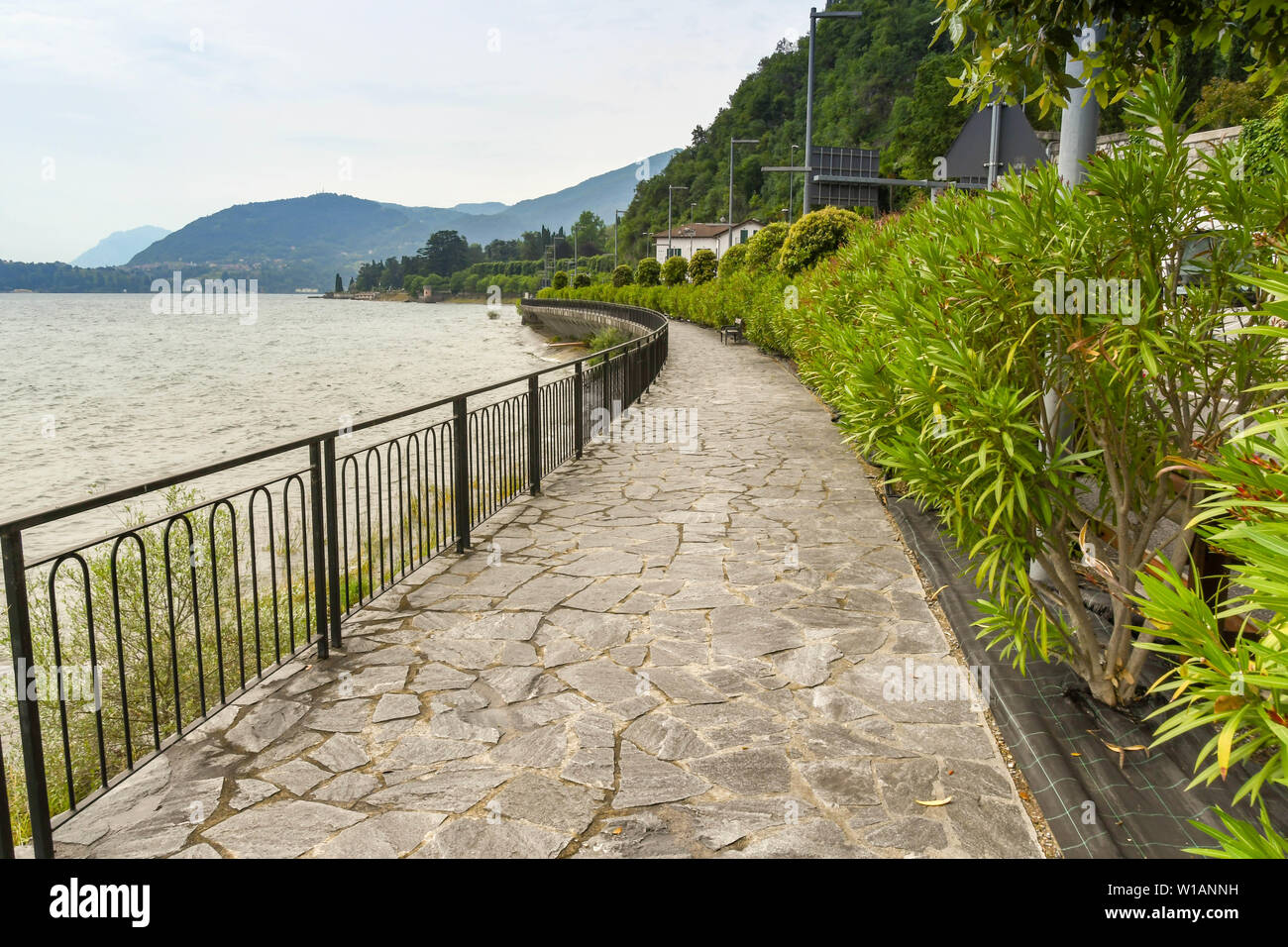 LAKE COMO, ITALY - JUNE 2019: The walking path near Menaggio on the ...