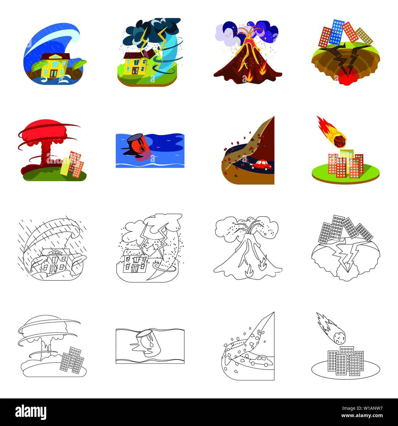 Isolated object of weather and distress symbol. Collection of weather ...