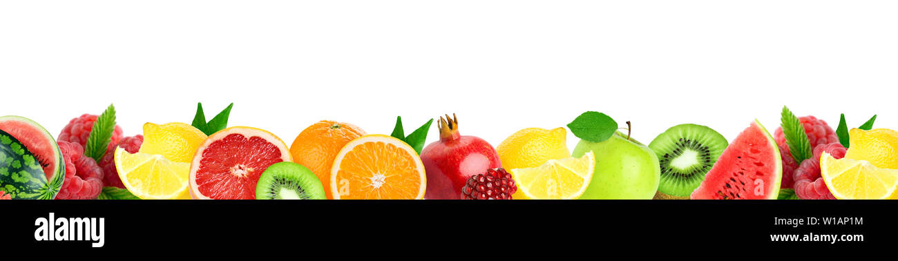 Collage of mixed fruits. Fresh color fruits. Food concept Stock Photo ...